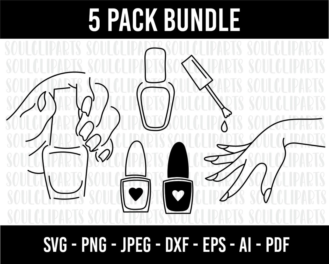 COD925 Nail Art SVG Bundle, Girl Hand Svg, Nail Art Cut File, Nail Tech ...