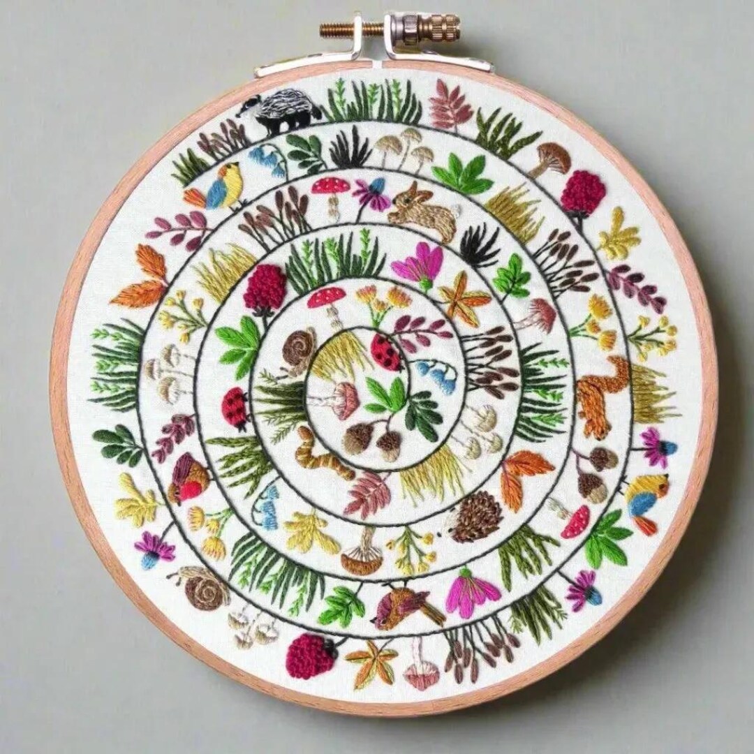 Round & Round the Woodland, Hand Embroidery Pdf Pattern - Etsy