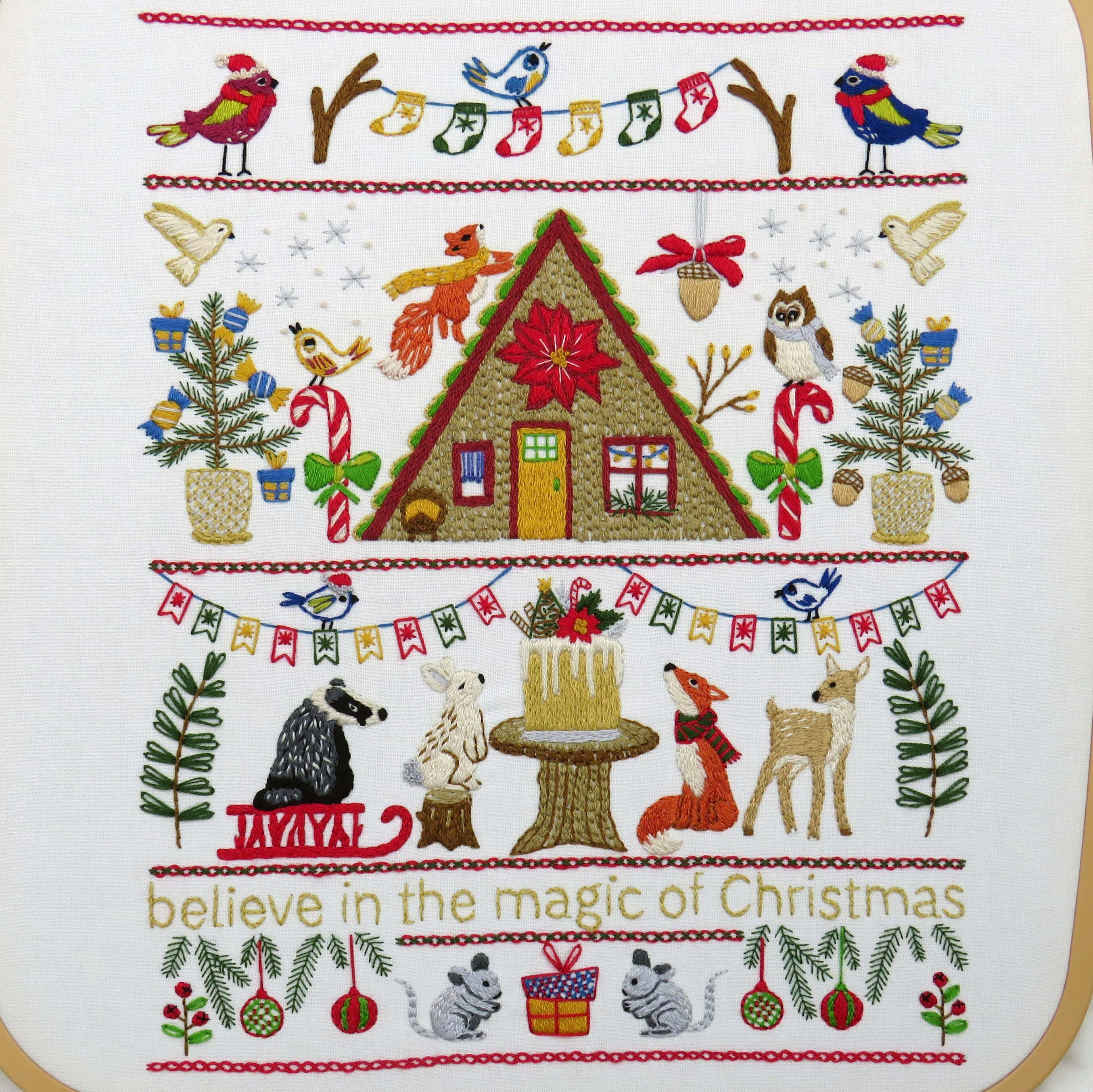 Festive Forest Hand Embroidery Kit, Christmas Embroidery Pattern ...