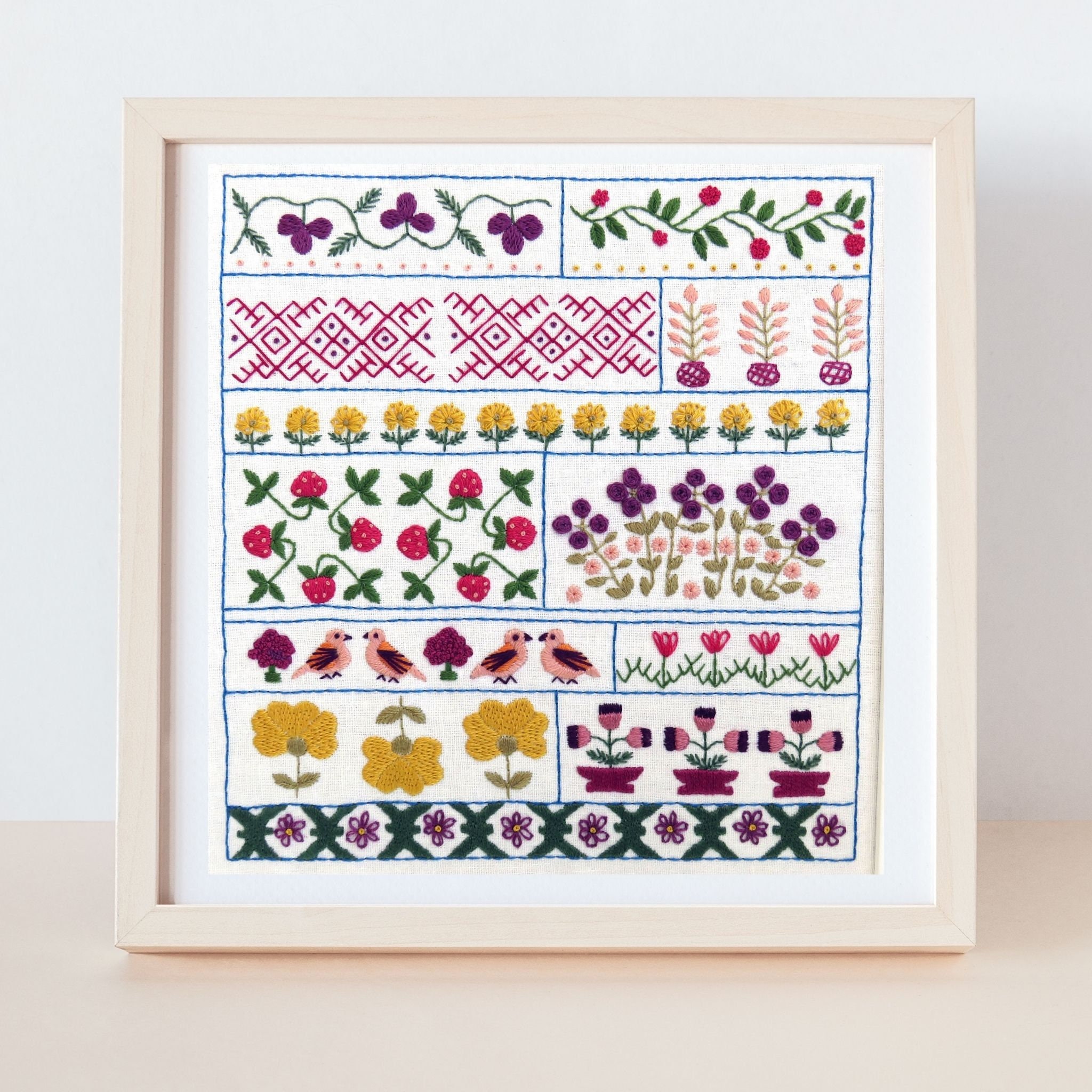 Hand Embroidery Pattern Spring Sampler PDF Embroidery - Etsy