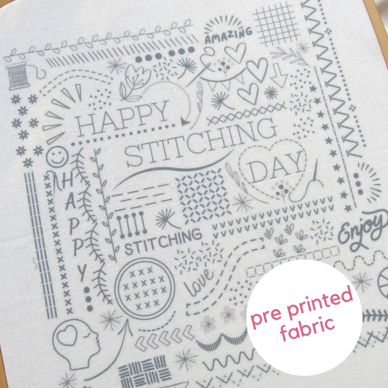 Happy Stitching Pre Printed Embroidery Fabric for Hand Embroidery - Etsy