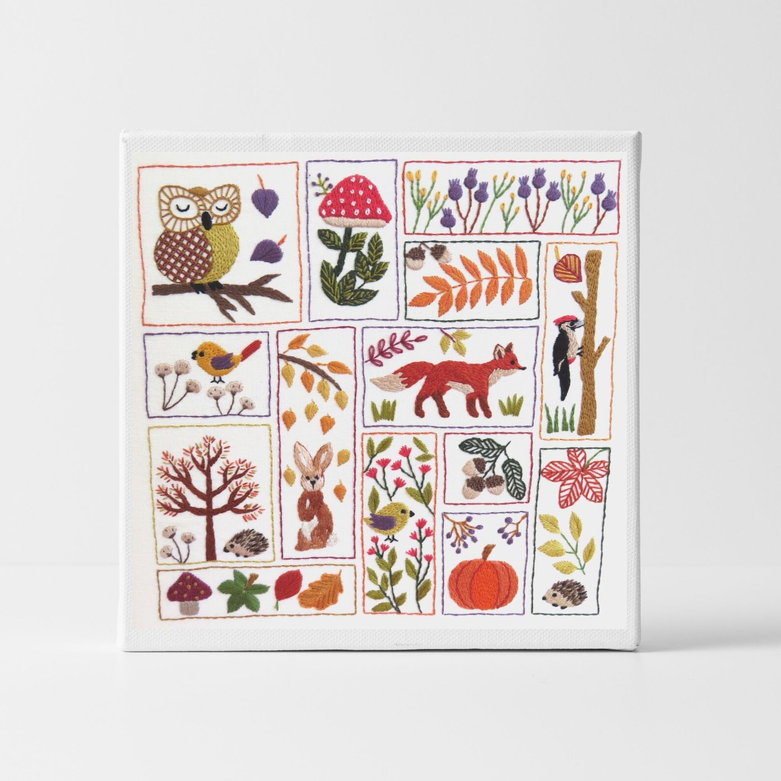 Autumn Splendour Hand Embroidery Kit, Pre Printed Embroidery Fabric ...