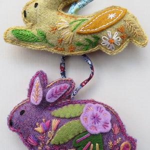 Hand Embroidery Felt Rabbit Pattern, Embroidery Pattern PDF, Bunny ...