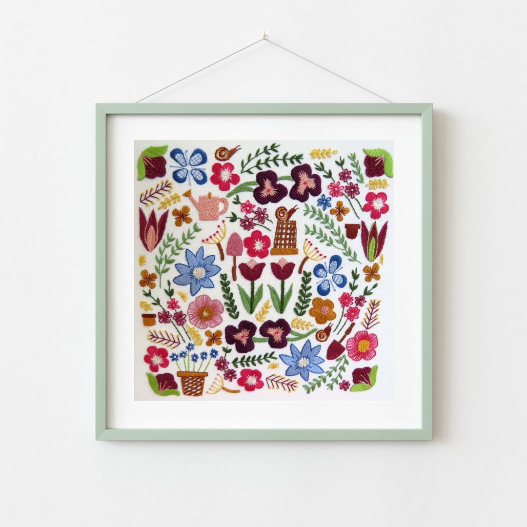 Garden Glory Hand Embroidery Sampler, PDF Embroidery Pattern ...