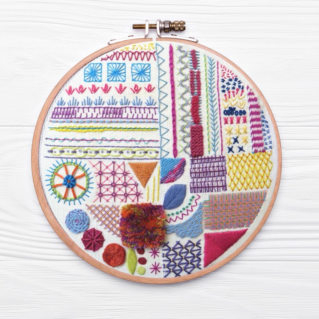 Hand Embroidery Stitch Sampler, PDF Embroidery Sampler Guide. Follow ...