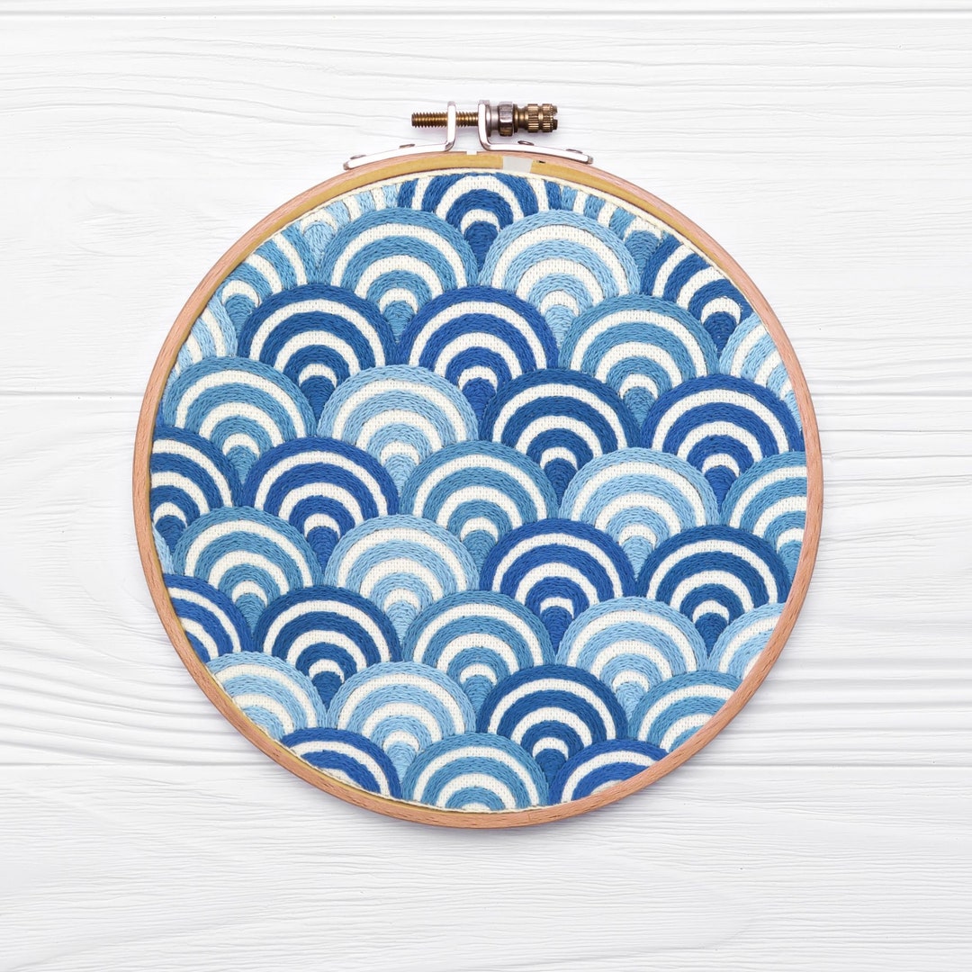 Hand Embroidery Pattern, Ocean Waves, PDF Embroidery Pattern ...