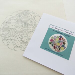Hexagon Sampler, Pre Printed Fabric Panel PLUS PDF Pattern, Beginner ...