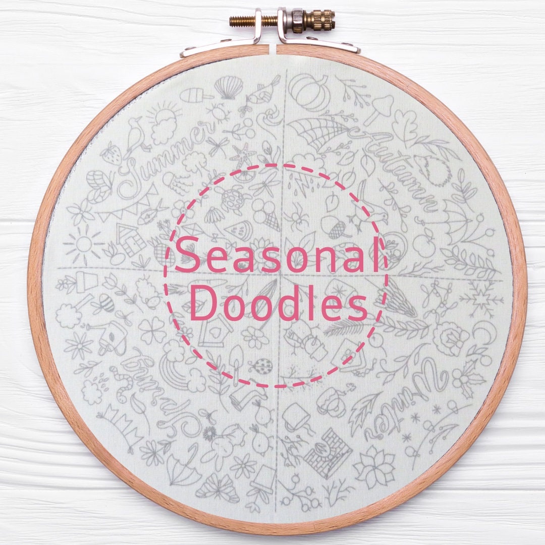 Seasonal Doodles Pre Printed Embroidery Fabric for Hand Embroidery - Etsy