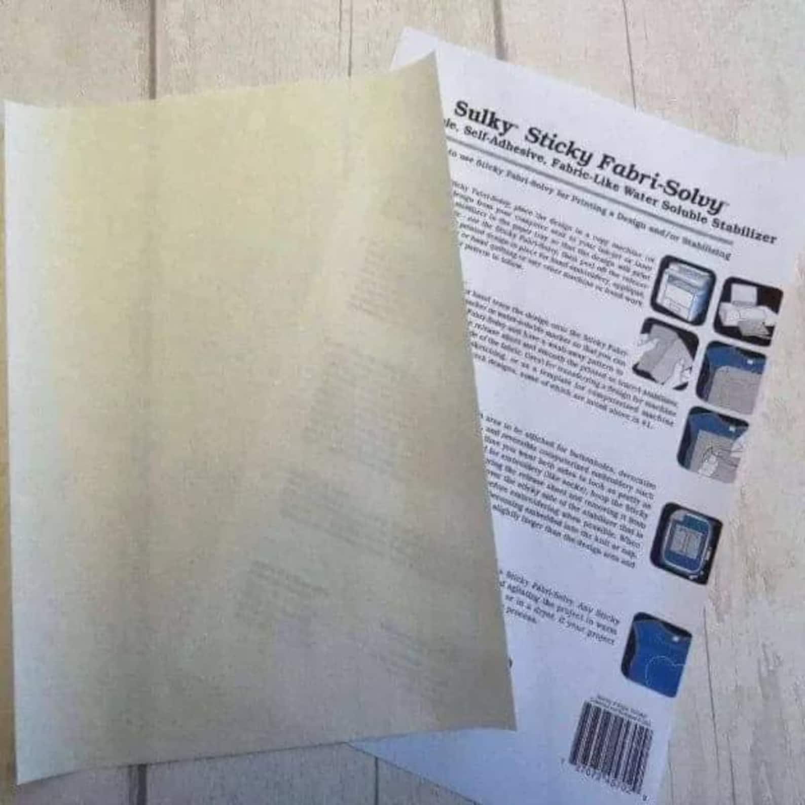 Sulky Sticky Fabri Solvy Water Soluble Stabiliser. 1 Sheet of ...
