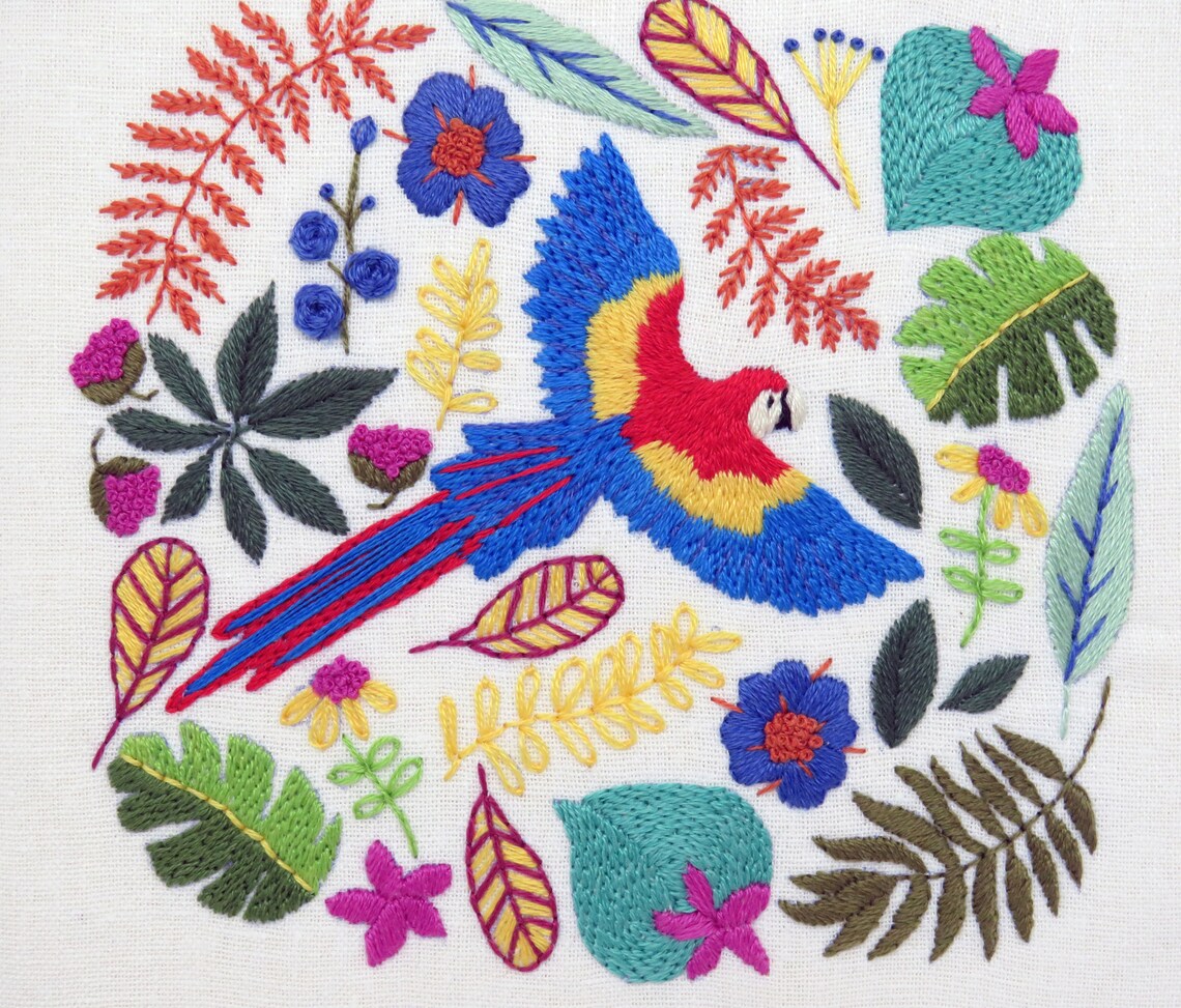 Hand Embroidery Pattern Macaw Parrot PDF Embroidery Pattern | Etsy
