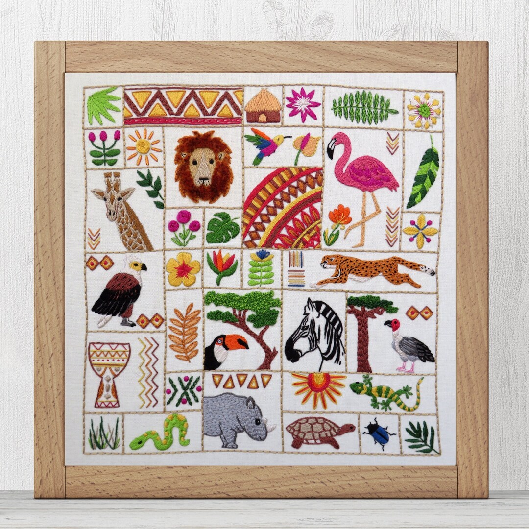 Escape to Africa Hand Embroidery Pattern, PDF Embroidery Pattern ...