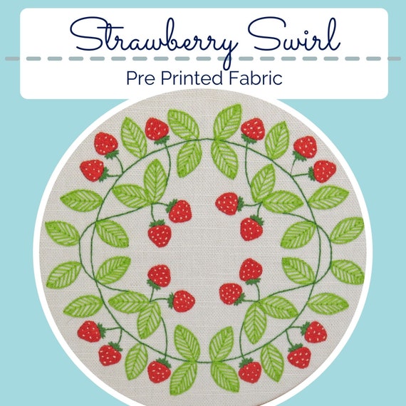 Hand Embroidery pattern Pre Printed Fabric Strawberry | Etsy