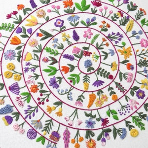 Round & Round the Garden Hand Embroidery PDF Pattern, Flower Embroidery ...