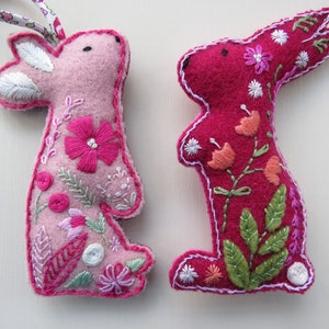 Hand Embroidery Felt Rabbit Pattern, Embroidery Pattern PDF, Bunny ...