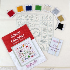 Christmas Advent Calendar Hand Embroidery Kit, Christmas Embroidery ...
