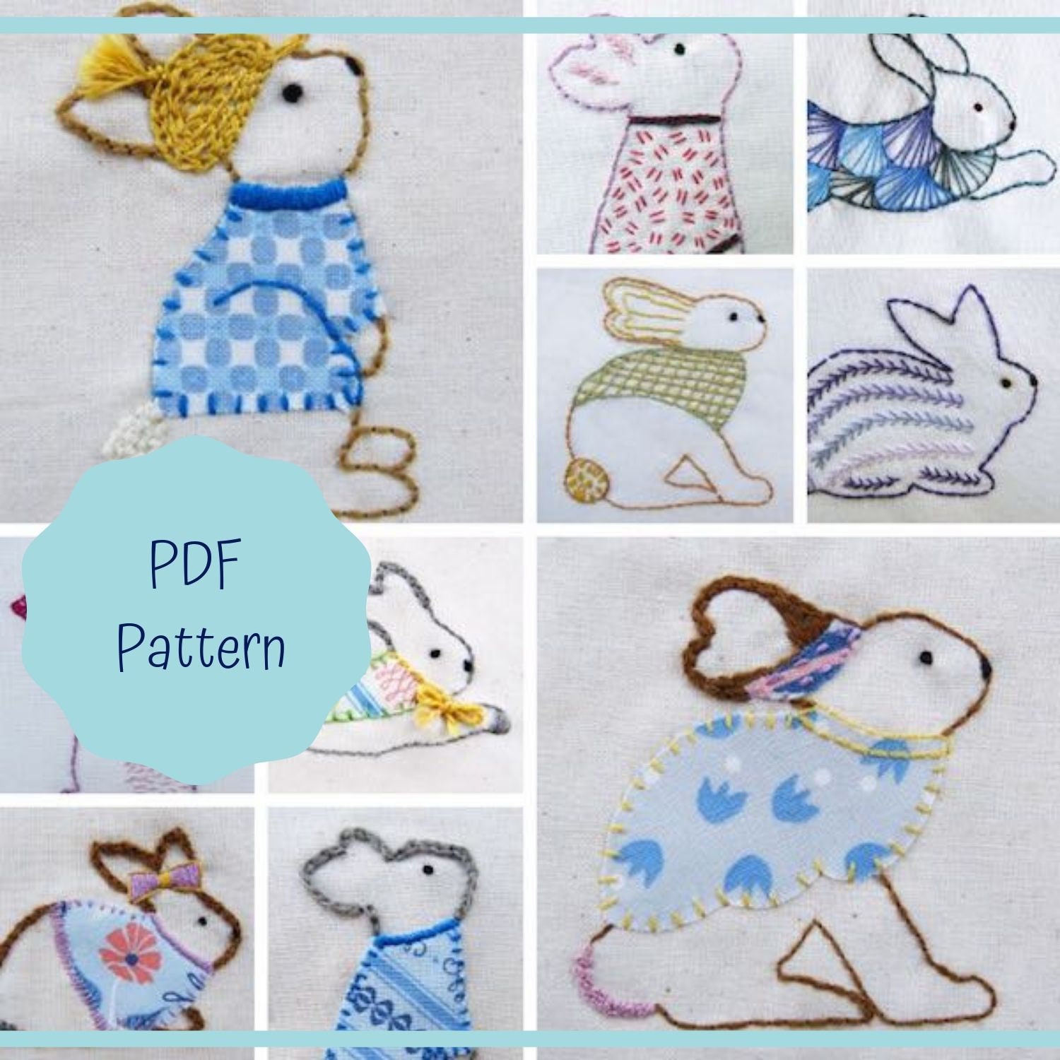 Hand Embroidery Pattern Rabbits Embroidery Pattern PDF - Etsy Canada