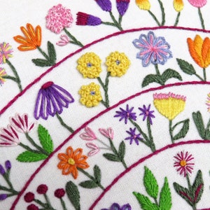 Round & Round the Garden Hand Embroidery PDF Pattern, Flower Embroidery ...