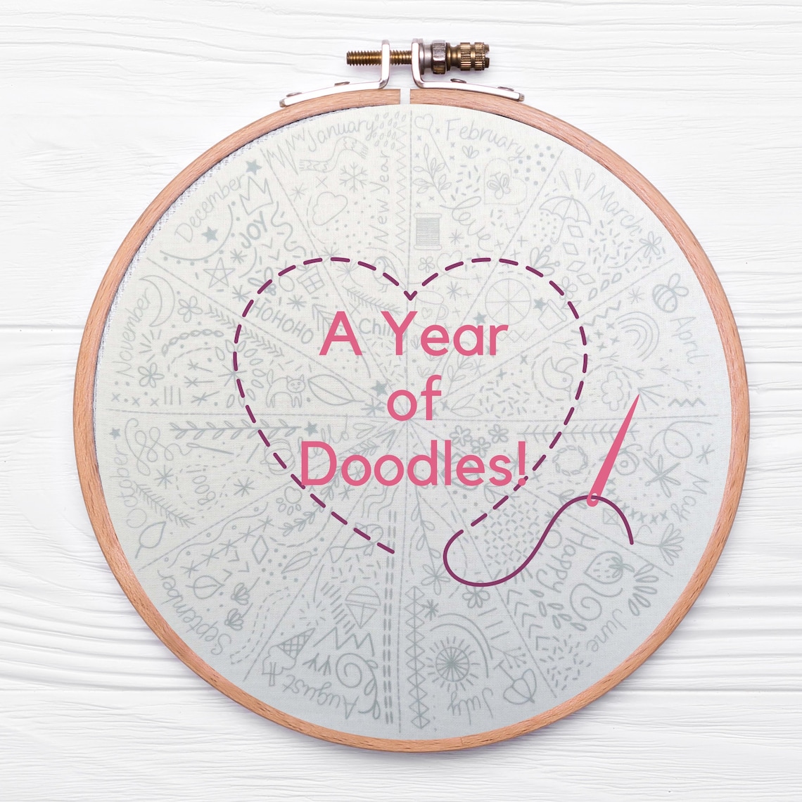 A Year of Doodles Pre Printed Embroidery Fabric for Hand - Etsy