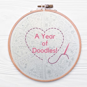 A Year of Doodles Pre Printed Embroidery Fabric for Hand Embroidery ...