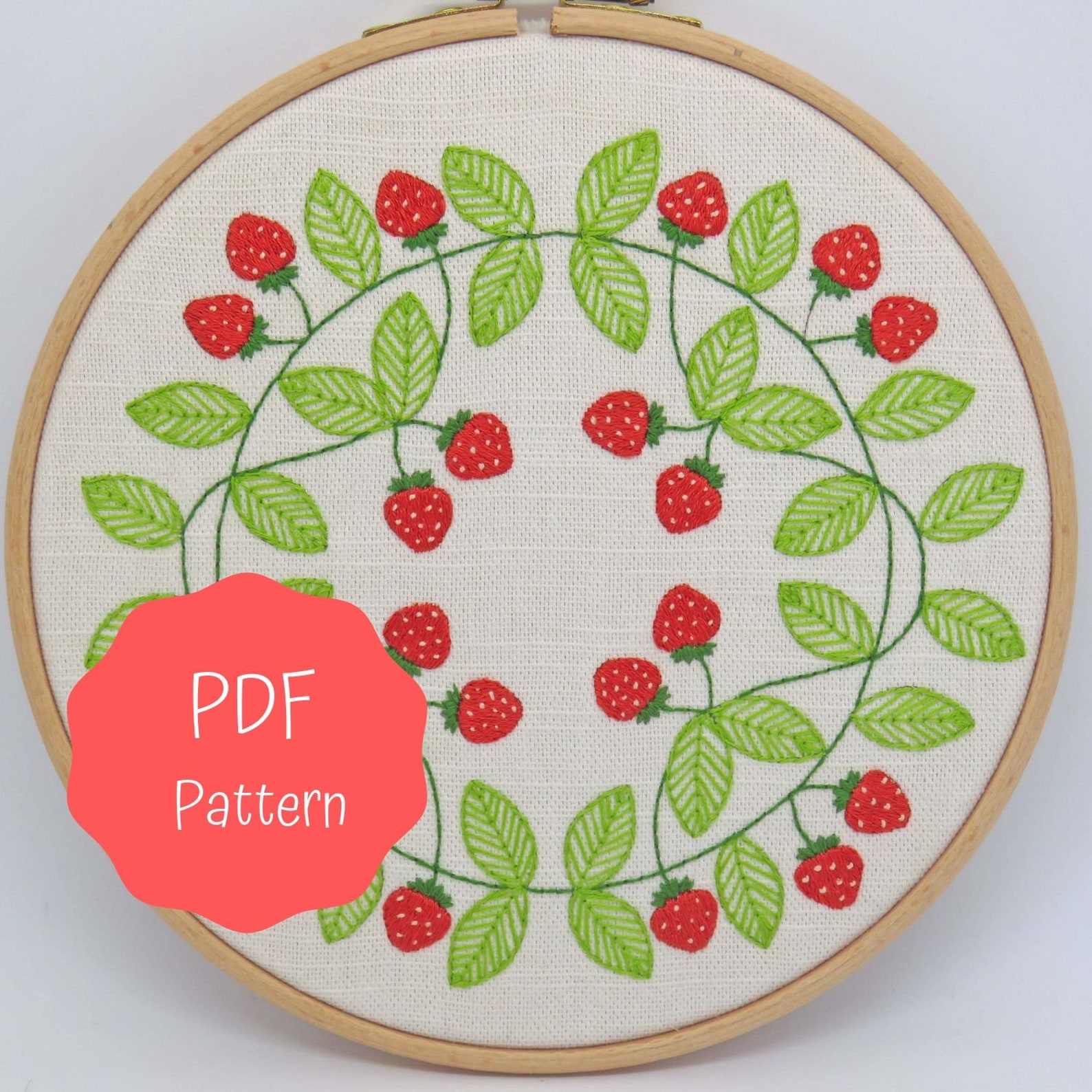 Hand Embroidery Pattern Hand Embroidered Strawberries | Etsy
