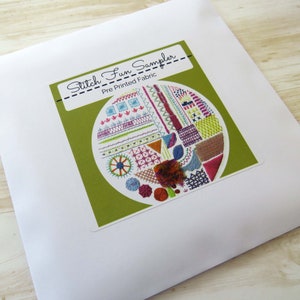 Hand Embroidery Stitch Sampler, Pre Printed Fabric Panel PLUS PDF Guide ...