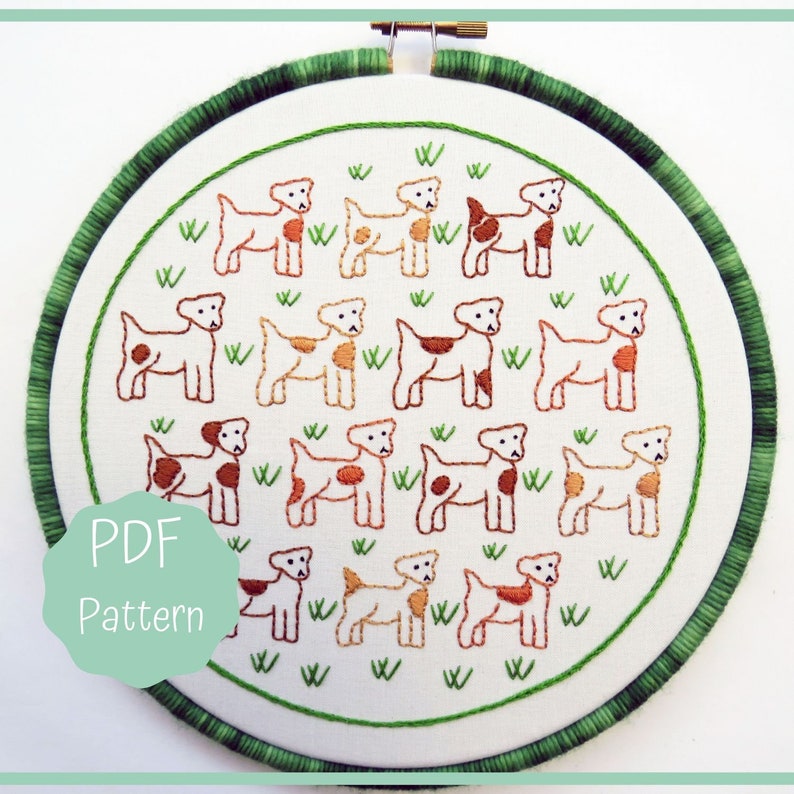 Hand Embroidery Pattern Jack Russell Dogs PDF Embroidery - Etsy