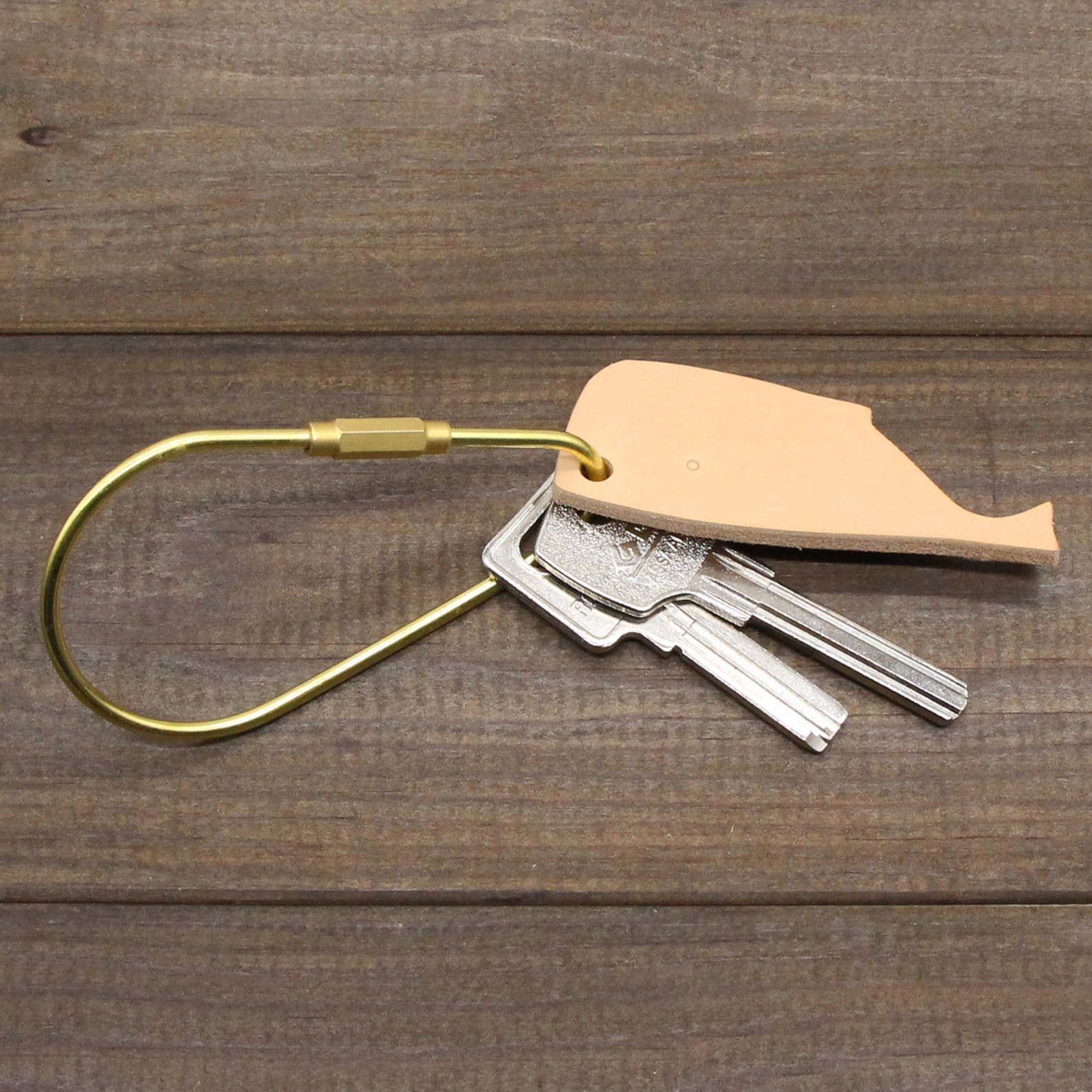 Personalized Brass Key Ring Natural Leather Key Holder Brown Leather ...