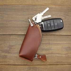 Handmade Leather Zipper Car Key Case,leather Car Keychain,key Bag ...