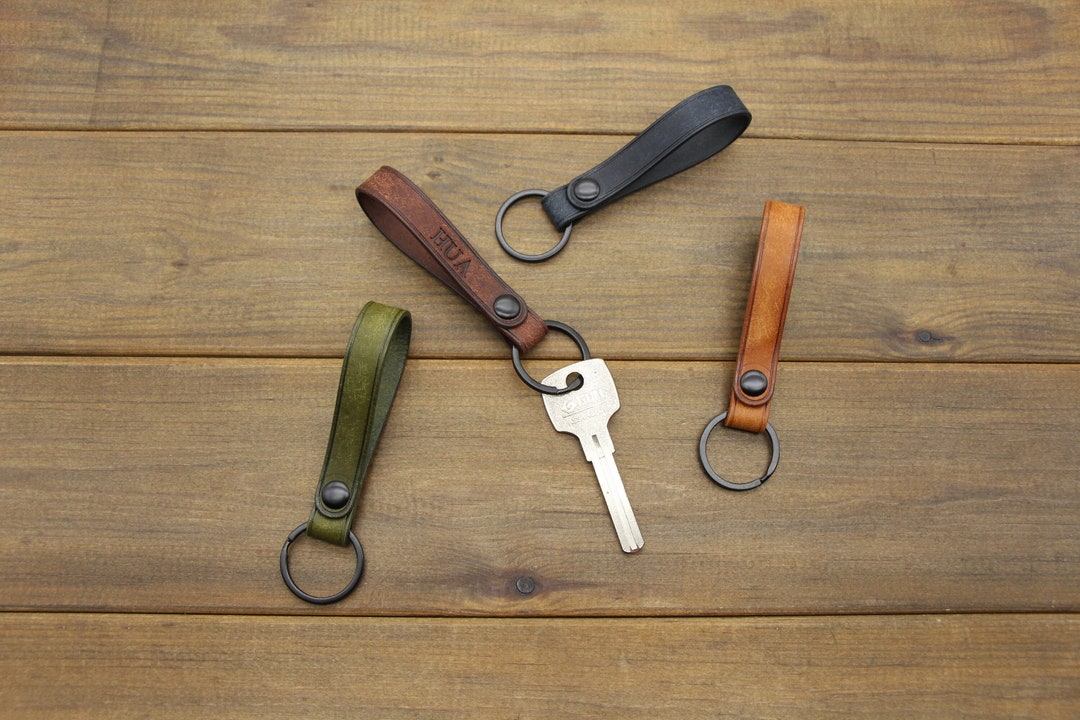 Personalized Leather Keychain,handmade Leather Keyring,custom Stamped ...