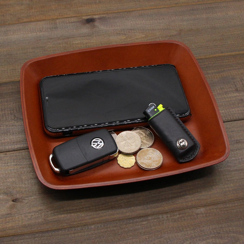 Handcrafted Custom Leather Valet Tray 3rd Anniversary Gift - Etsy