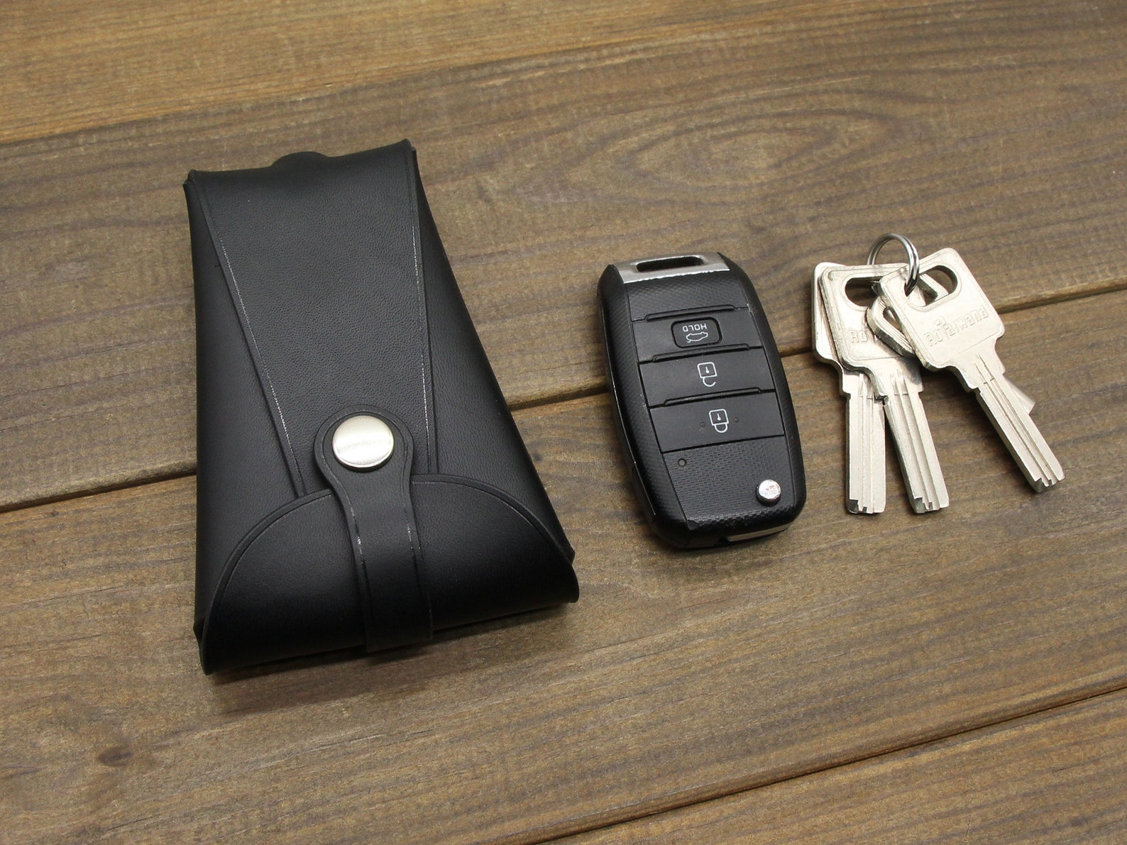 Leather Key Holder With Pull Strapleather Key Pocket Leather - Etsy