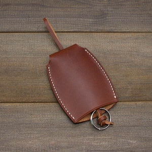 Handmade Leather Key Case Leather Key Holder With Pull Strap Slim ...
