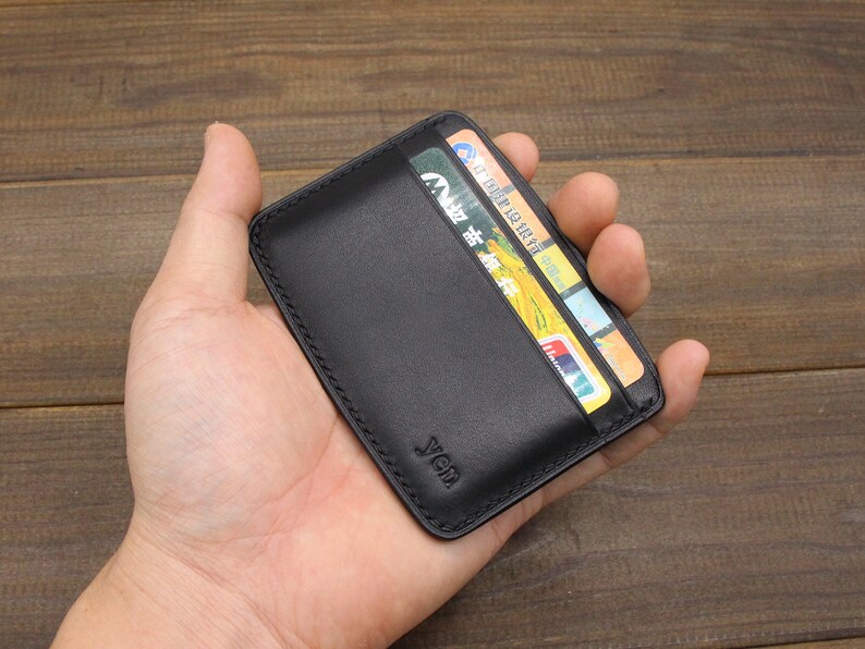 Leather card wallet Leather wallet Personalized Minimalist | Etsy