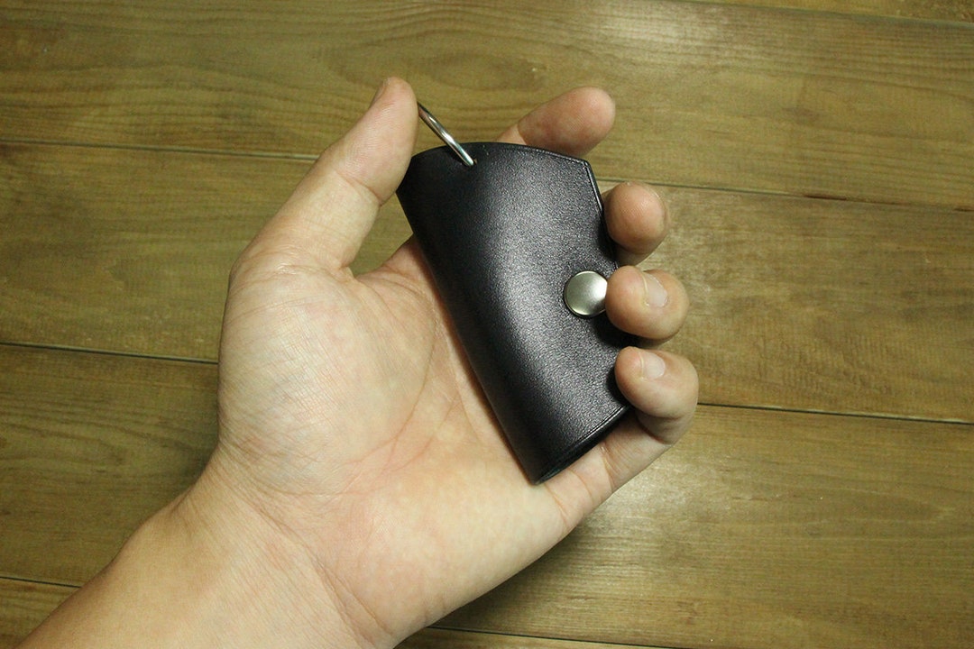 Leather Keychain Slim Key Holder Natural Leather Key Holder Minimal Key ...