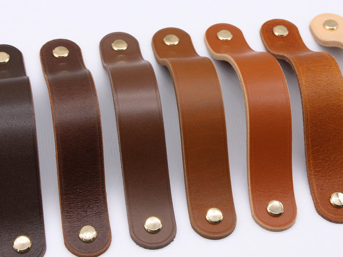 Leather Drawer Handlesleather Door Handlescupboard - Etsy