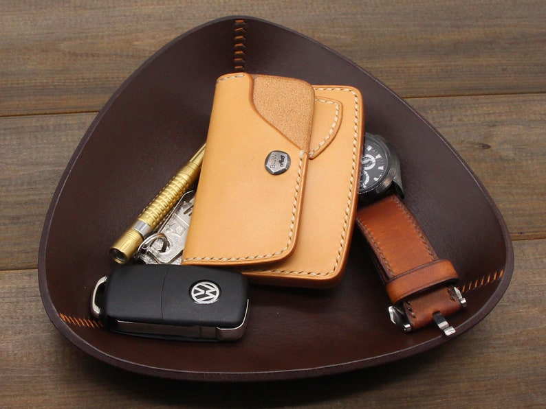Custom Leather Valet Tray Handcrafted Leather Valet Tray Genuine ...