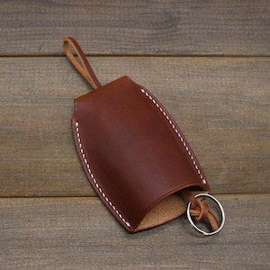 Handmade Leather Key Case Leather Key Holder With Pull Strap Slim ...