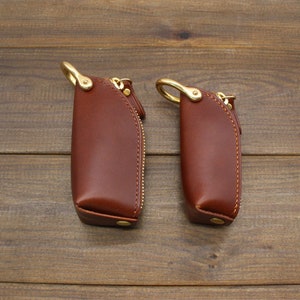 Leather Car Key Holder,personalized Leather Zipper Car Key Case,key Bag ...