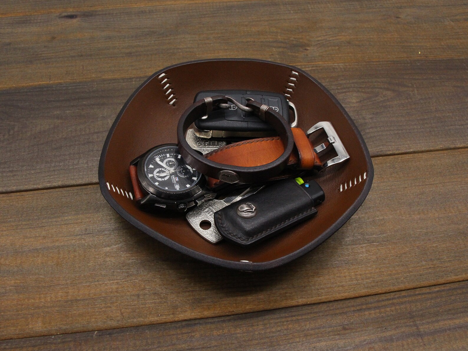 Custom Leather Valet Tray,handmade Leather Tray, Monogrammed Tray,catch ...
