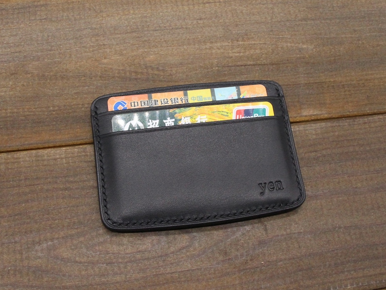 Leather card wallet Leather wallet Personalized Minimalist | Etsy