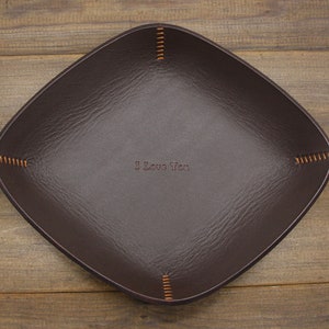 Handmade Leather Valet Tray Custom Leather Tray Monogrammed Valet Tray ...
