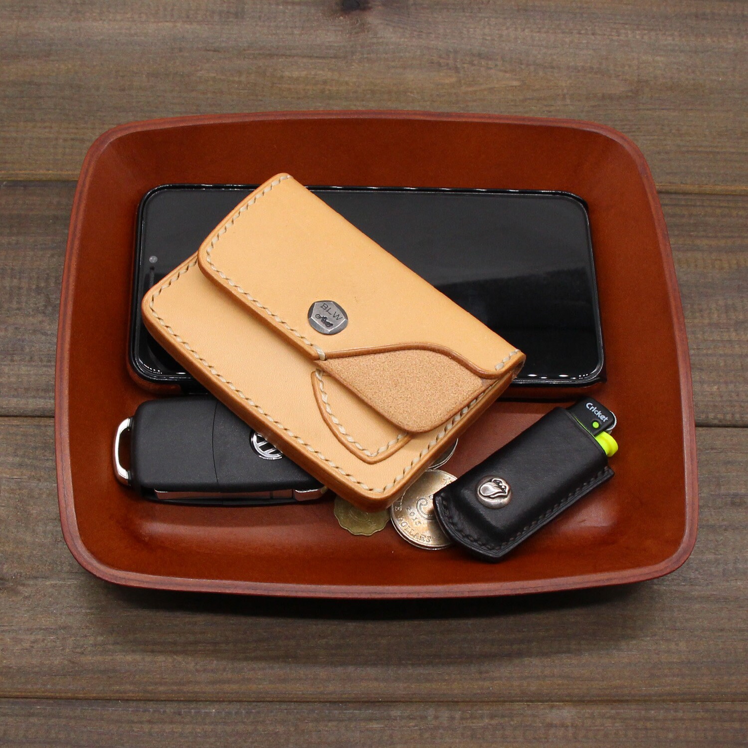 Handcrafted Custom Leather Valet Tray 3rd Anniversary Gift Personalized ...