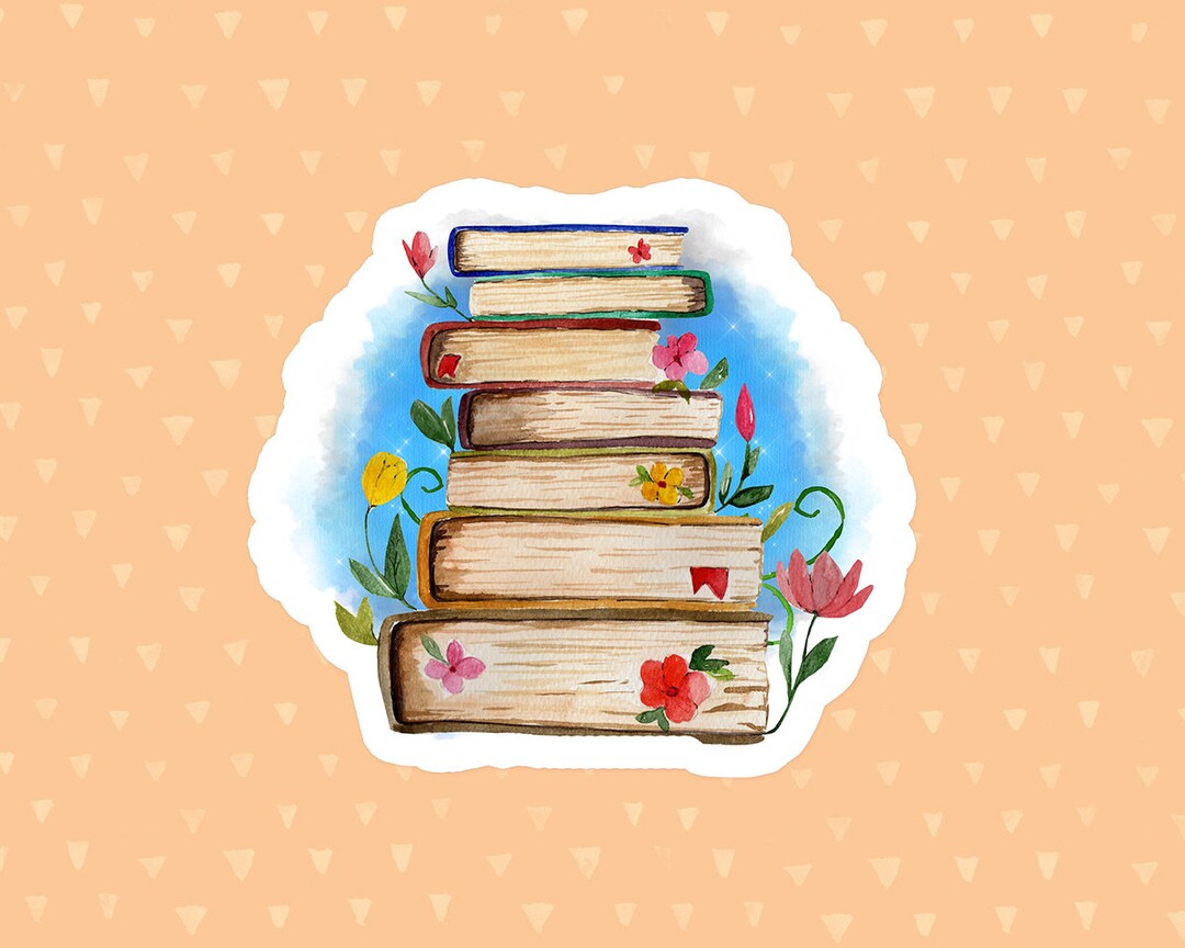 Floral Book Sticker Watercolor Flowers Laptop Sticker Water - Etsy