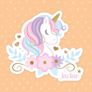 Vinyl Unicorn Personalized Sticker, Water Resitant Sticker, Tumbler ...