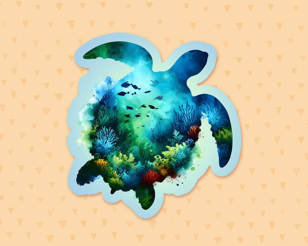 Sea Turtle Sticker, Ocean Sticker, Underwater Sticker, Animal Sticker ...