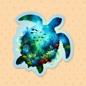 Sea Turtle Sticker, Ocean Sticker, Underwater Sticker, Animal Sticker ...