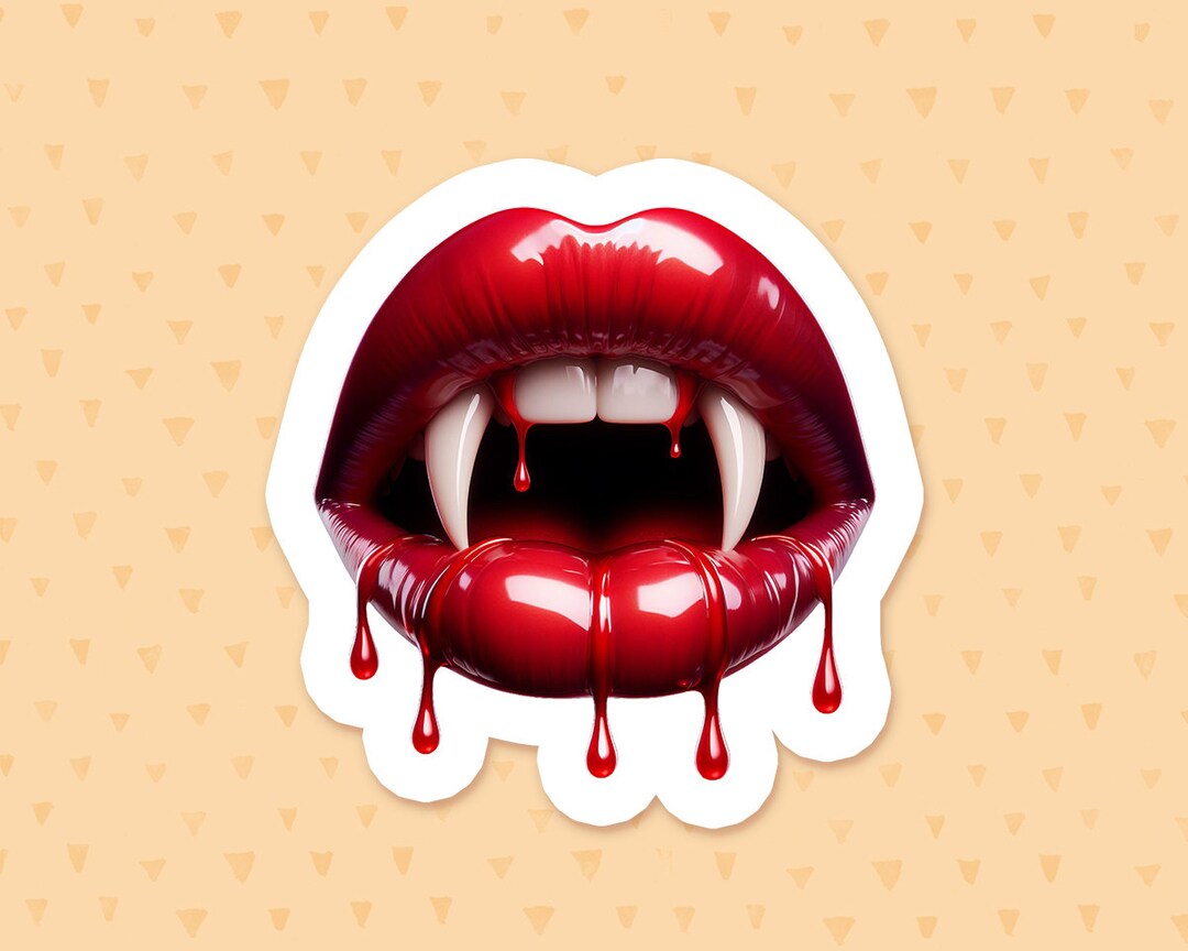 Vampire Lips & Fangs Sticker, Horror Sticker, Bookish Sticker, Gothic ...