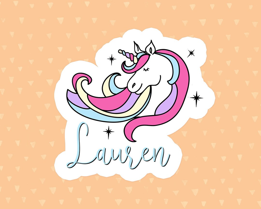 Personalized Unicorn Sticker, School Sticker, Custom Water Bottle ...