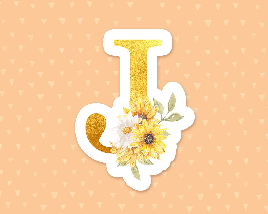 Personalized Sunflower Sticker, Floral Sticker, Watercolor Flower ...