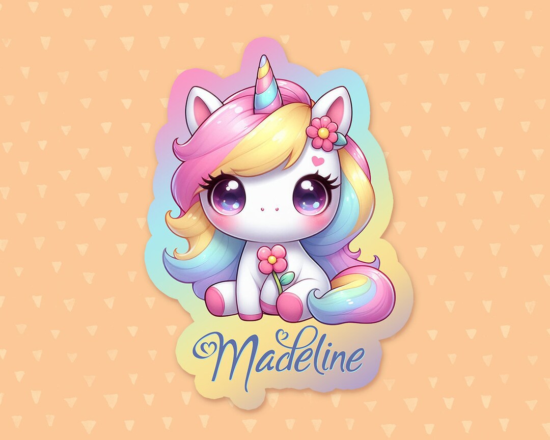 Personalized Unicorn Sticker, Kid's Name Label, Birthday Party Favor ...